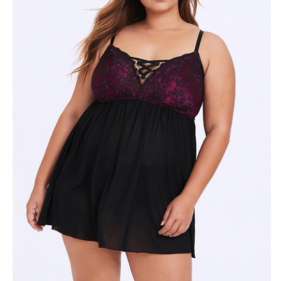 torrid | Intimates & Sleepwear | Torrid Black Mesh Berry Purple Lattice ...